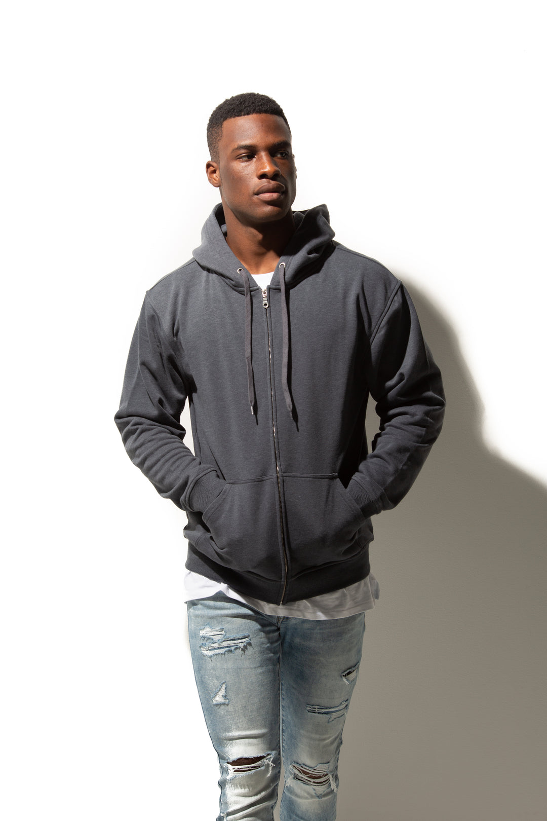 HERO-3020 Unisex Full Zip Hoodie - Dark Heather – Just Like Hero